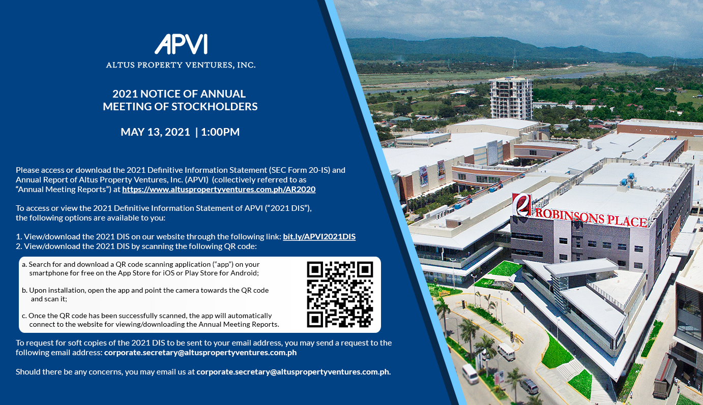 Annual Meeting of Stockholders | Altus Property Ventures